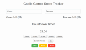 Gaelic Games Score Tracker & Timer Tool - Gaelic Drills